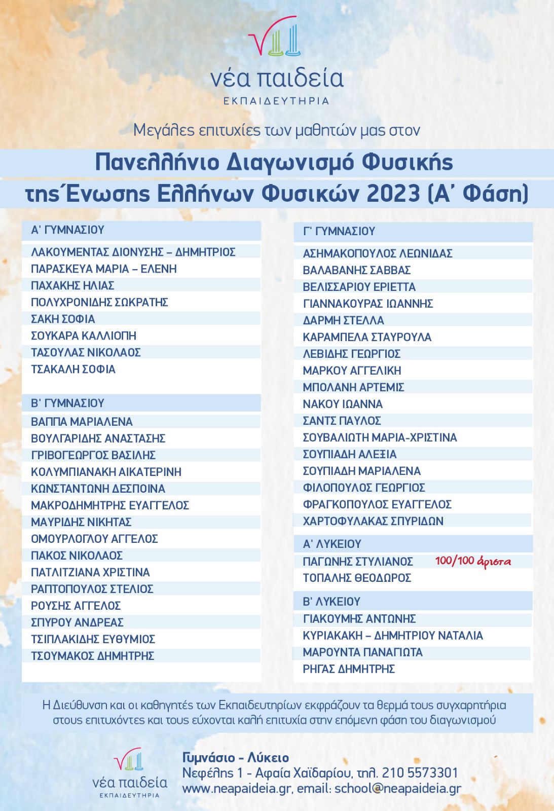 Μεγάλες επιτυχίες των μαθητών μας στον Πανελλήνιο Διαγωνισμό Φυσικής ...
